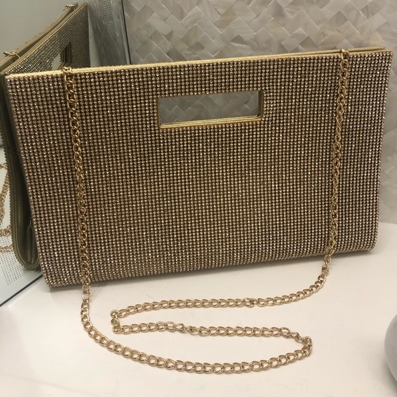 Bags | Rhinestone Gold Cocktail Purse Nwt | Poshmark